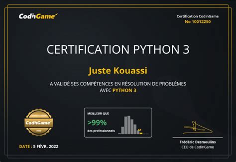 Certification Codingame Python3 Pdf