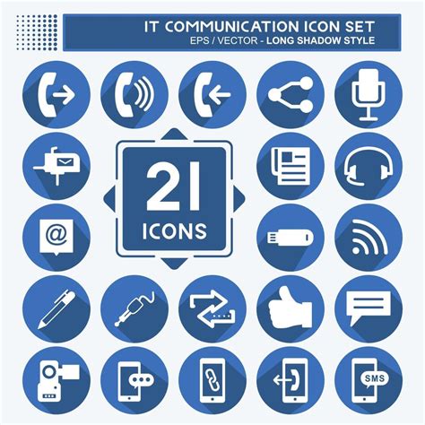 It Communication Icon Set Suitable For Education Symbol Long Shadow