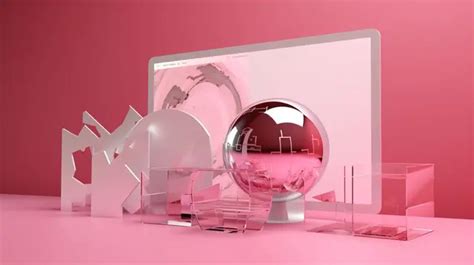 Pink Background Showcases 3d Rendered Web Browser Interface Search 3d Url Online Search