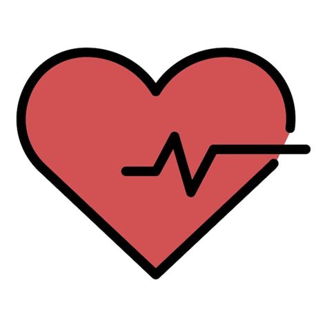 Premium Vector Heart And Pulse Icon Outline Heart And Pulse Vector Icon Color Flat Isolated