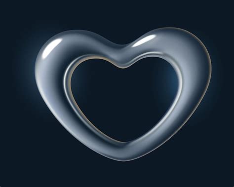 Premium Vector Chrome Metal Heart Shape D Realistic Silver Vector Yk