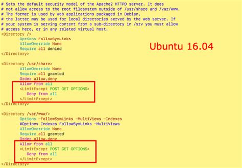 Security Apache Limitexcept Only To Get And Post Methods Stack Overflow