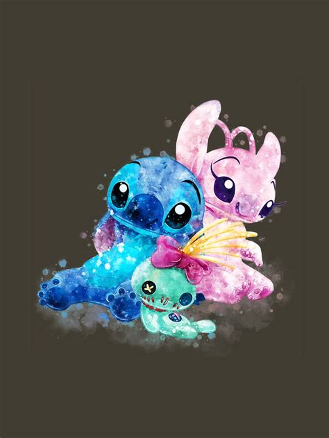 Camiseta Lilo And Stitch Ángeles Acuarela Lilo Y Stitch Divertido Para