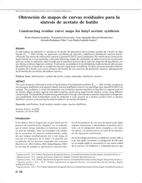 Pdf Constructing Residue Curve Maps For Butyl Acetate Synthesis