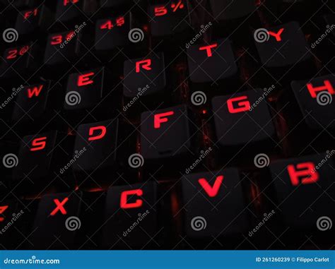 Dark Backlit Keyboard Keys Stock Image Image Of Back 261260239