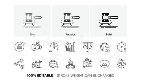 Online Voting Share And Ceiling Lamp Line Icons For Web App Printing Line Icons Vector