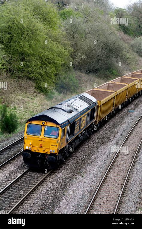 Gbrf Class 66 Diesel Locomotive No 66748 West Burton 50 Pulls Empty