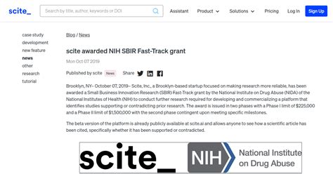 Scite Awarded Nih Sbir Fast Track Grant