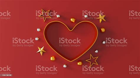 해피 발렌타인 데이 컨셉 빨간 배경에 하트 모양 선물 상자 텍스트 공간을 사용할 수 있습니다 플랫 레이 맨 위 보기입니다 3d 일러스트레이션 개념에 대한 스톡 사진 및 기타