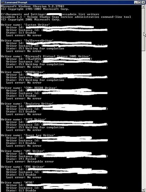 Fix Vssadmin Wmi Writer Wmi Writer Retryable Error Windows