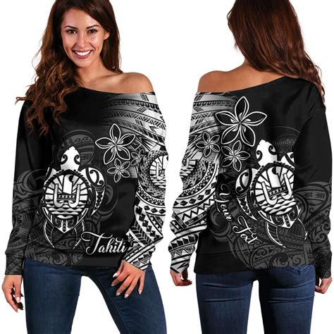 French Polynesia Custom Personalised Off Shoulder Sweatshirt Seal