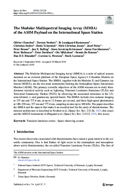 Pdf The Modular Multispectral Imaging Array Mmia Of The Asim