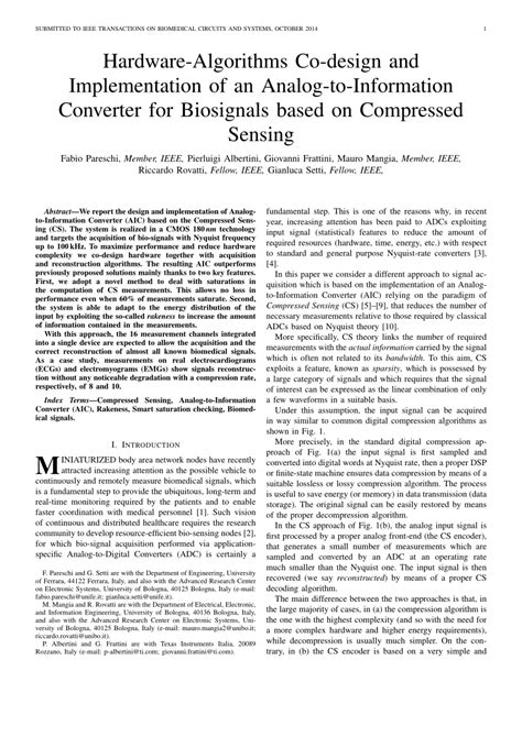 Pdf Hardware Algorithms Co Design And Implementation Of An Analog To