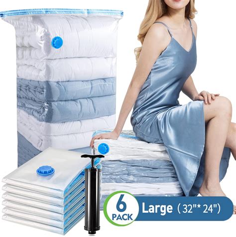 Zpl Large Vacuum Storage Bags 6 Pack With Pump Space Saver For Clothes