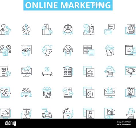 Online Marketing Linear Icons Set Seo Ppc Analytics Content Social
