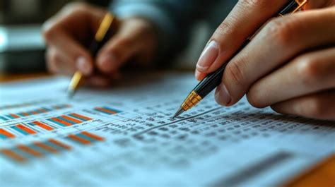 Hands Analyzing Data On Paper With Pens And Charts Visible Premium Ai Generated Image