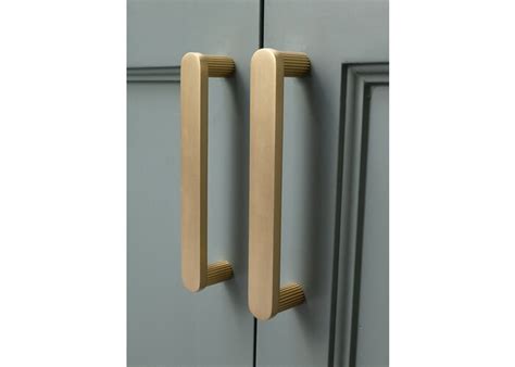 Ribbed Cabinet Pulls In Satin Brass