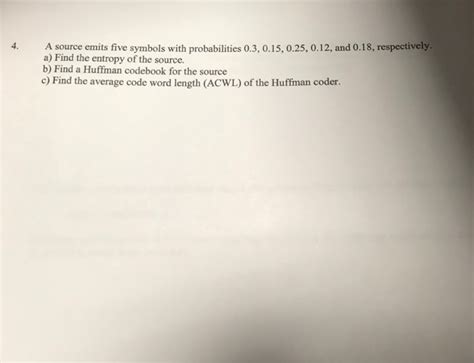 Solved A Source Emits Five Symbols With Probabilities Chegg