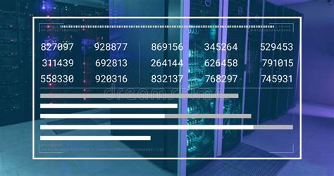 Image Of Numbers On Screen Over Data Server Racks Stock Illustration