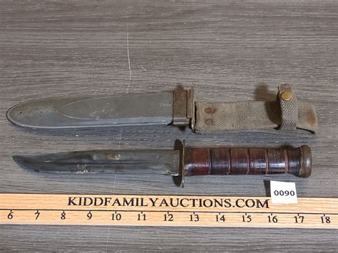 World War 2 Usmc Kabar Knife W Scabbard