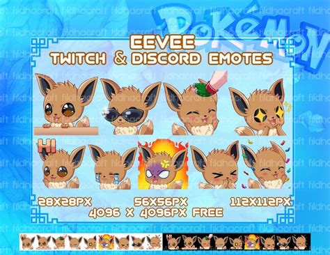 Eevee Twitch Emotes Bundle Eevee Emotes Pack Eevee Discord Emotes