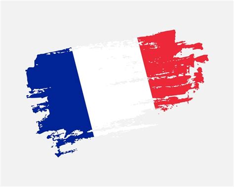 Bandera De Estilo De Pincel Grunge De Francia Pintada A Mano Sobre