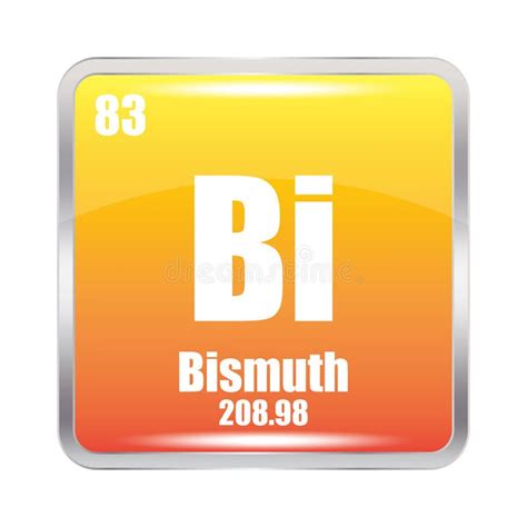 Bismuth Icon Bi Chemical Element Atomic Number 83 Mass 208 98 Yellow Square Image Vector