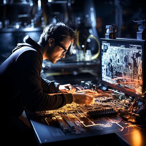 Premium Photo Testing Computer Motherboard Female Electronic Engineer In Laboratory Generated