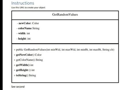 solved instructions use this uml to create your object