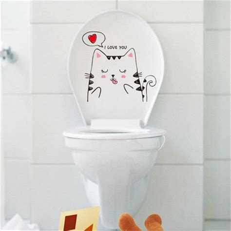 Sjove Toilet Klistermærker Tegneserie Kat Selvklæb Grandado