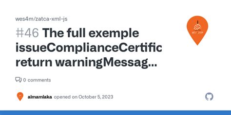 The Full Exemple IssueComplianceCertificate Return WarningMessages