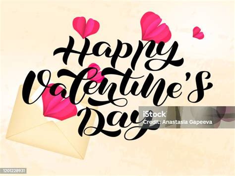 Selamat Hari Valentine Surat Sikat Ilustrasi Vektor Untuk Kartu Atau