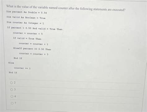 Solved What Is The Value Of The Variable Named Counter After Chegg