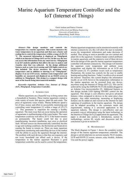 PDF Marine Aquarium Temperature Controller And The IoT Internet Of Things