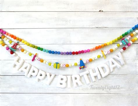Felt Ball Garland Birthday Garland Happy Birthday Garland Party
