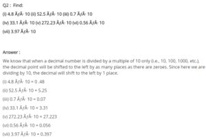 Ncert Solutions For Class Maths Chapter Fractions And Decimals Ex