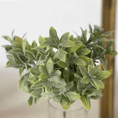 Flocked Plastic Ruscus Leaf Spray Long Stem Green Village Green