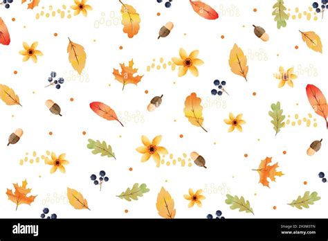 Watercolor Autumnal Background Pattern Vector Design Illustration Stock