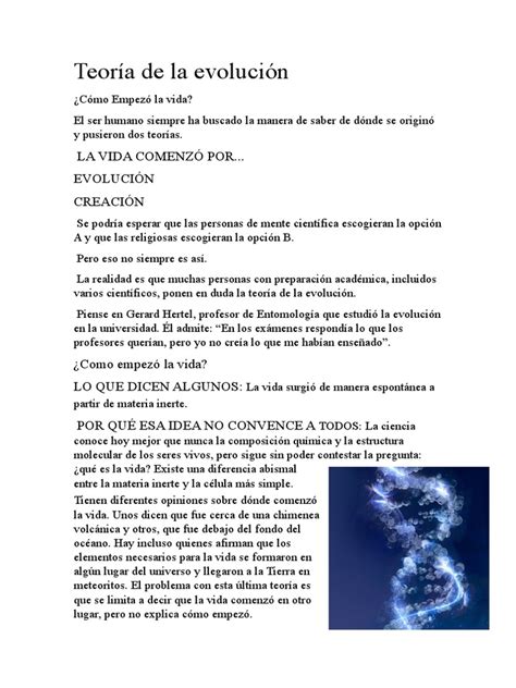Teoría De La Evolución Pdf