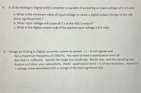 Solved 4 A 10 Bit Analog To Digital Ad Converter Is
