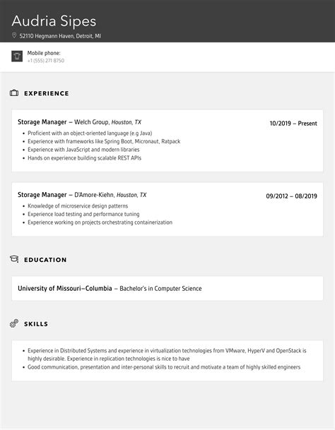 Storage Manager Resume Samples Velvet Jobs