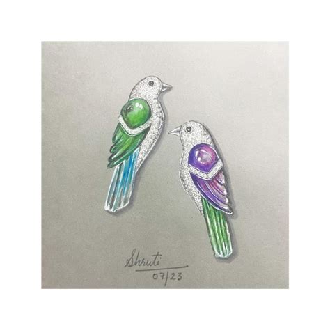 Two Chirpy Birds Jewelry Design Drawing Art Jewelry Design Jewelry