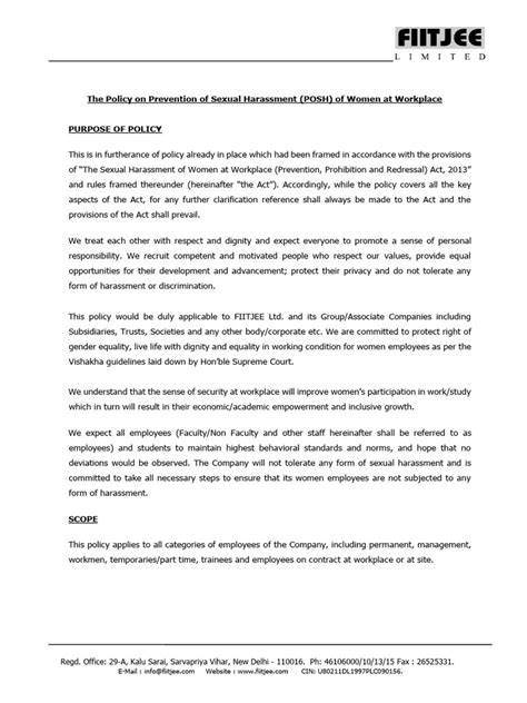 Sexual Harassment Policy Ver3 Pdf Sexual Harassment Harassment
