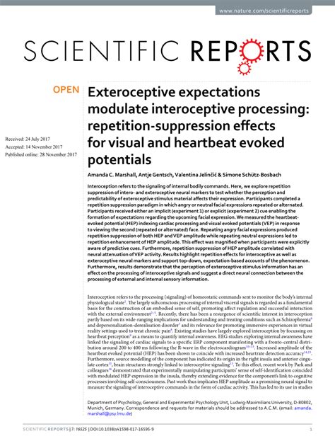 Pdf Exteroceptive Expectations Modulate Interoceptive Processing