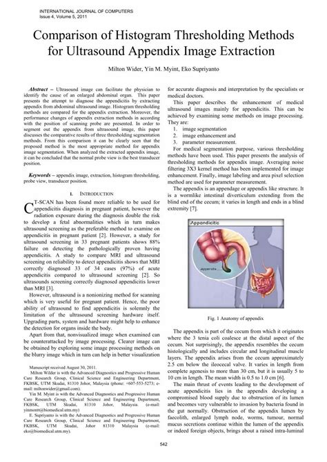 Pdf Issue 4 Volume 5 2011 Comparison Of Histogram Thresholding · Comparison Of Histogram
