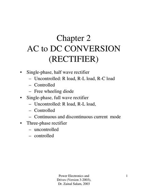 Chapter 2 AC To DC CONVERSION RECTIFIER