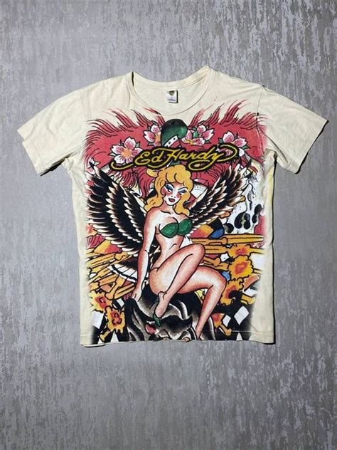 Christian Audigier Rare Vintage Ed Hardy Naked Pin Up Girl Rose Mi Usa