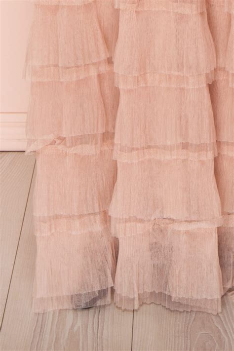 Marisol Blush Mesh Gown W Layered Ruffle Skirt Boutique 1861