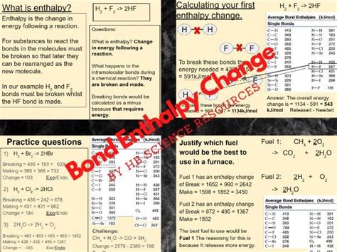 Bond Enthalpy Changes Teaching Resources