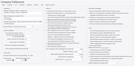 Company Preferences Paradigm Erp By Paragon Documentation